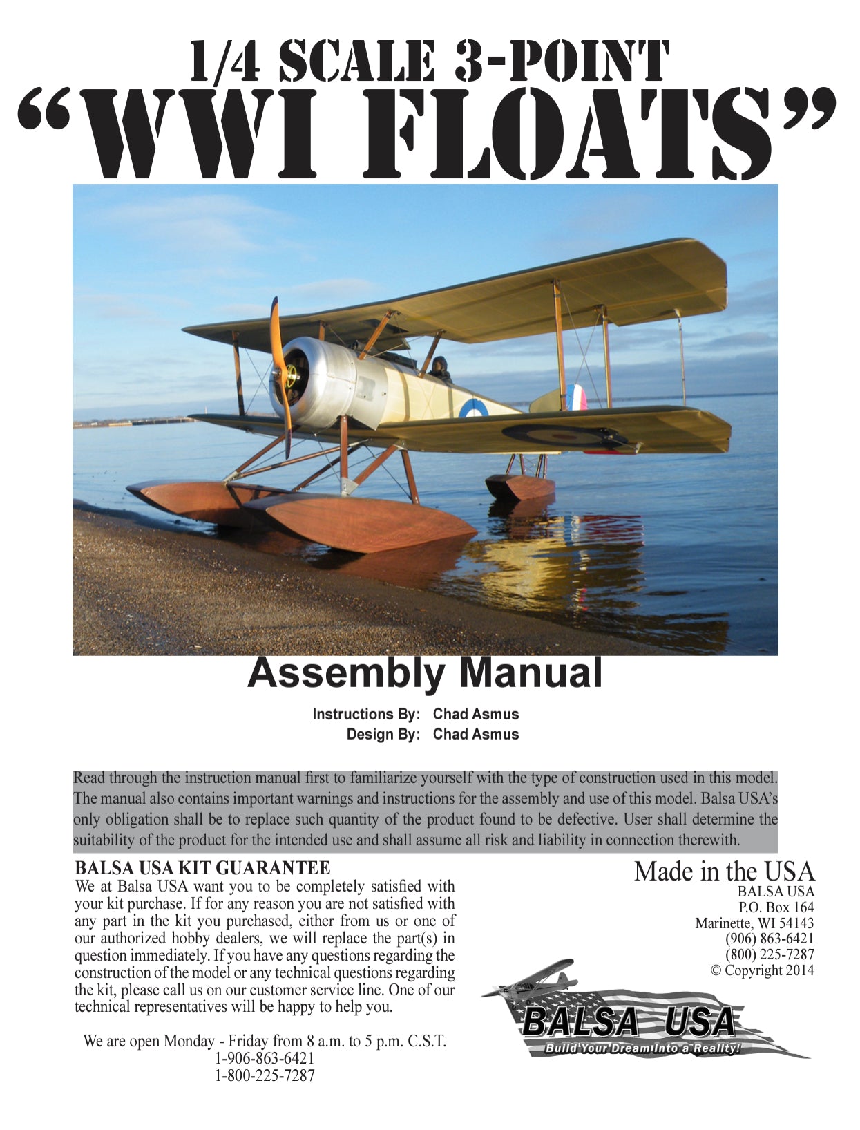 1/4 Scale 3-Point WWI Floats Digital Manual – Balsa USA