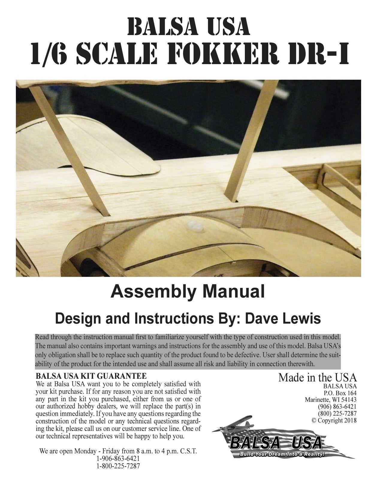 1/6 Scale Dr-1 Triplane Digital Manual – Balsa USA