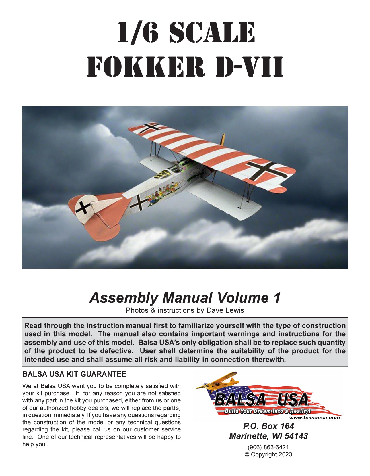 1/6 Scale Fokker D-VII Digital Manual – Balsa USA