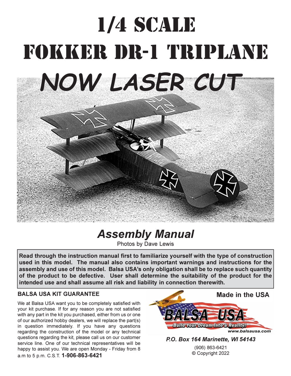 1/4 Scale Fokker DR1 Triplane Digital Manual – Balsa USA