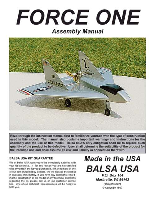Force One Instruction Manual – Balsa USA