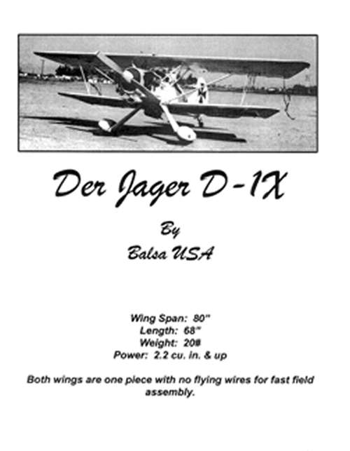 1/3 Scale Der Jager Instruction Manual – Balsa USA