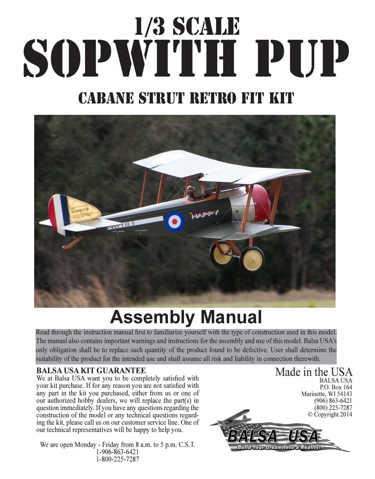 1/3 Pup Cabane Retro Fit Kit Digital Manual – Balsa USA