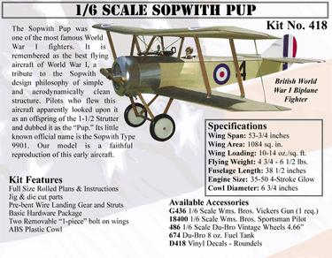 1/6 Scale Sopwith Pup – Balsa USA