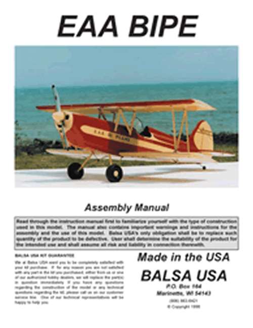 1/4 Scale EAA Biplane Plans and Instruction Manual – Balsa USA