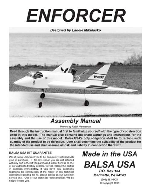 Enforcer Plans and Instruction Manual – Balsa USA