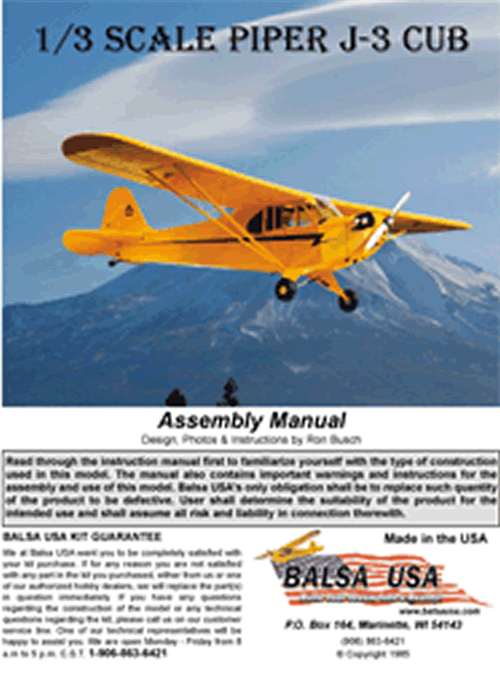 1/3 Scale J-3 Cub Plans and Instruction Manual – Balsa USA